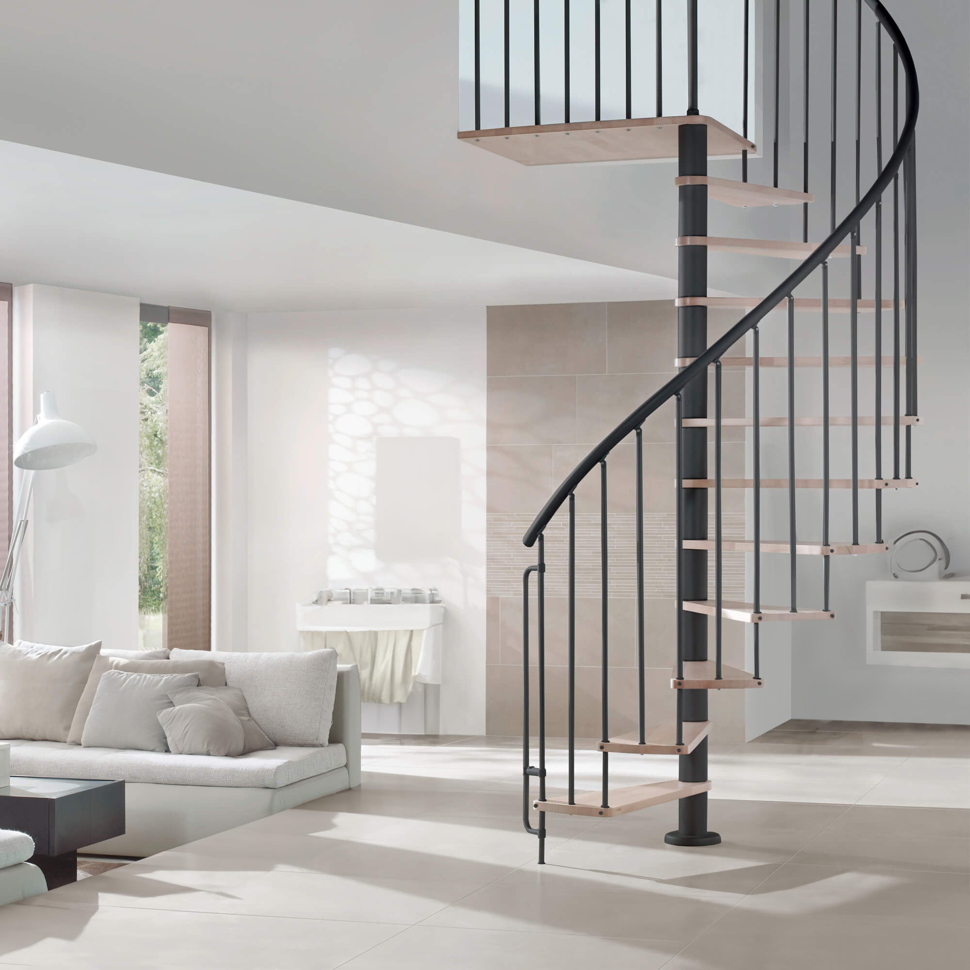 HANDYSTAIRS escalier en colimaçon "BARI" - 14 marches en hêtre pour ...