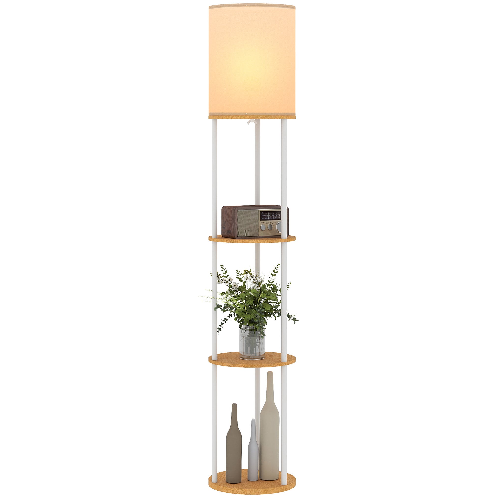 Floor Lamp with Shelves, 3 Color Temperature Control, Remote Control ...