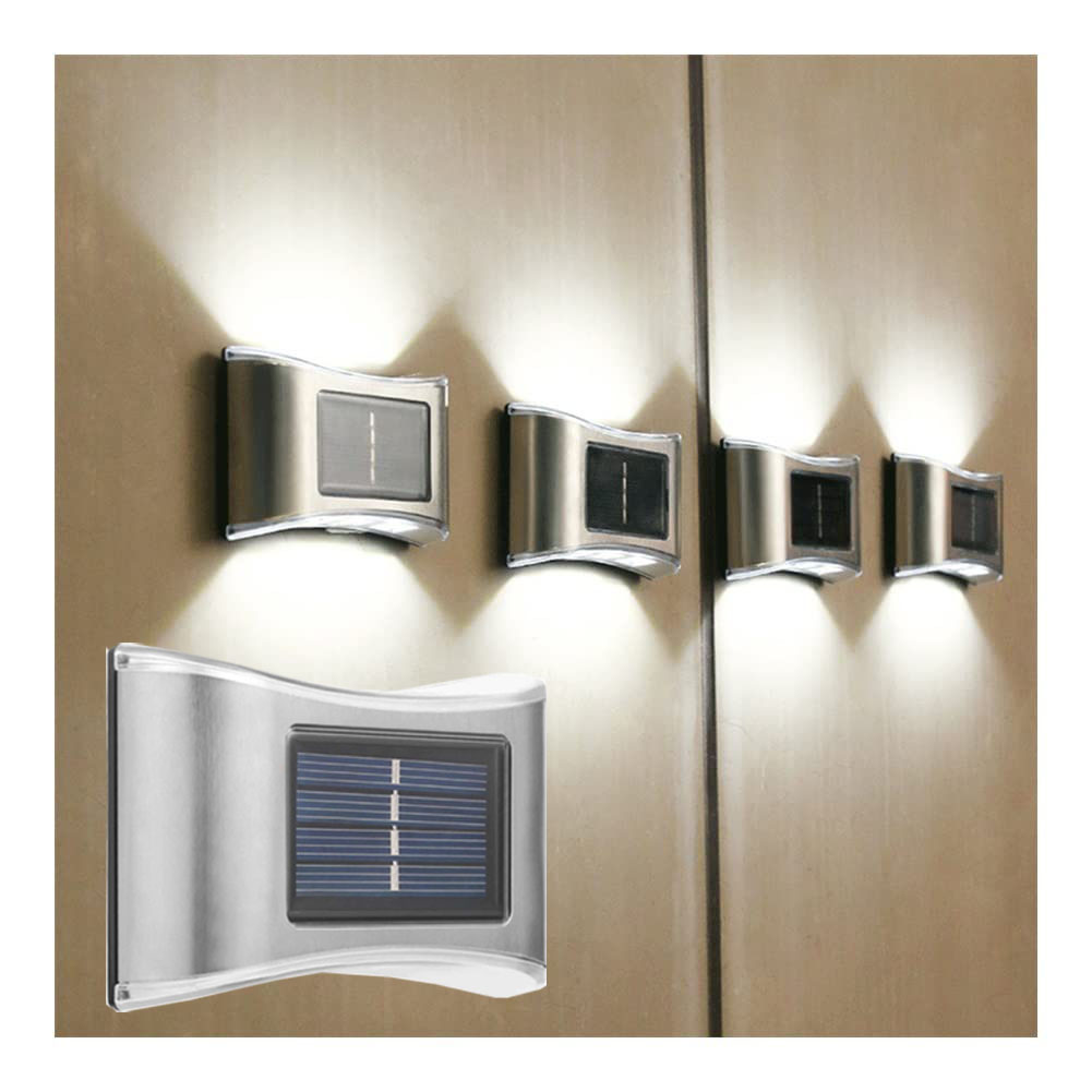 4 luci da parete solari per esterni, 6 LED, impermeabili, per patio ...