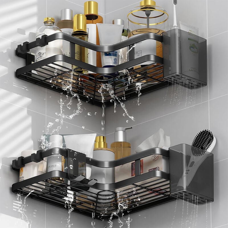 Lot de 2 étagères de douche en aluminium sans perçage, argentées ...