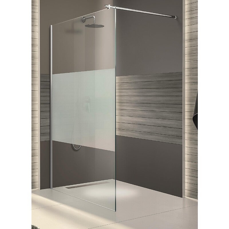 Paroi de douche ouverte Open 2 100 cm à verre sérigraphié et profilé ...