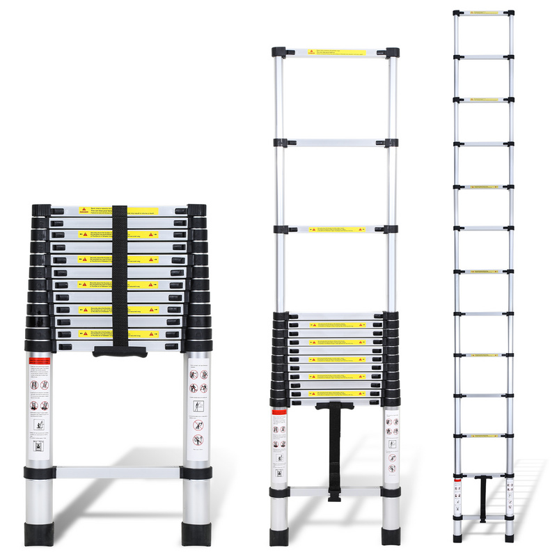 Escalera telescópica extensible hasta 150 kg Escalera de mano estable ...