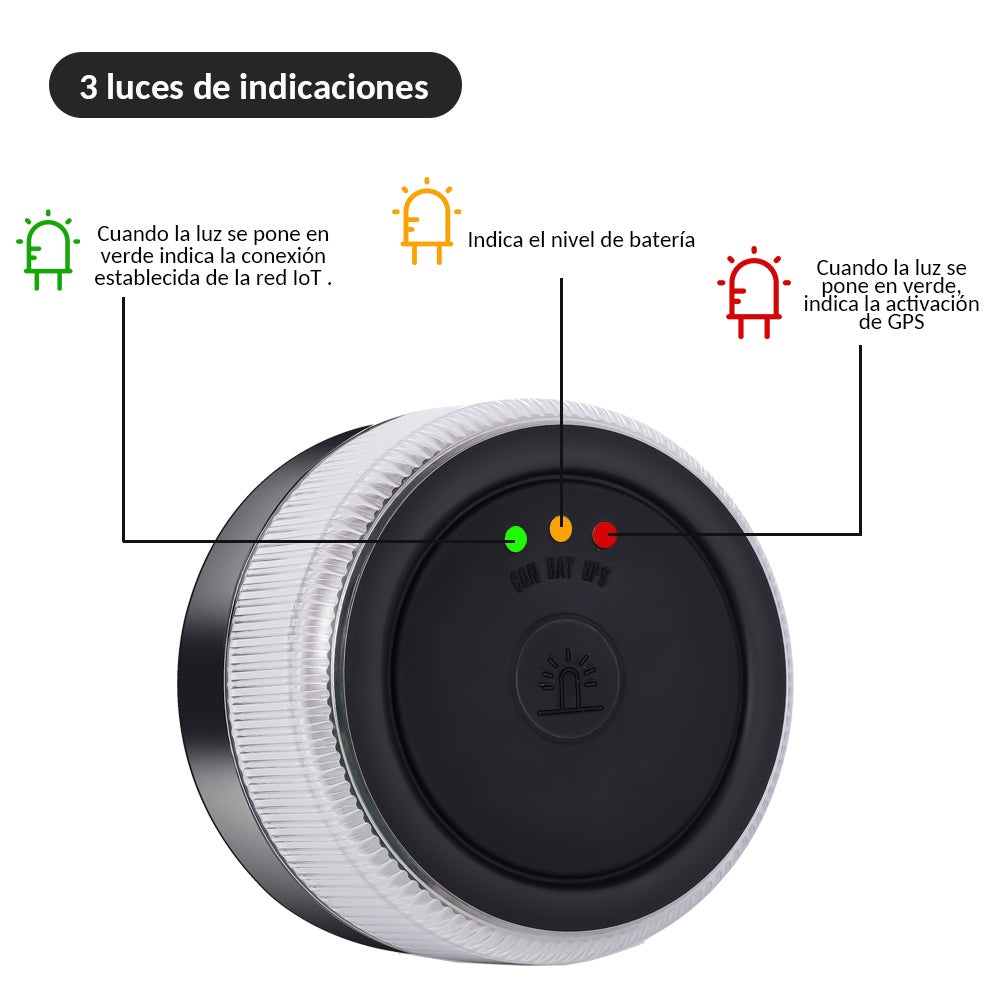 Baliza V16 Geolocalización DGT 3.0 mas Avanzada | con 3 Indicadores Led Conexíon|Bateria|GPS ...