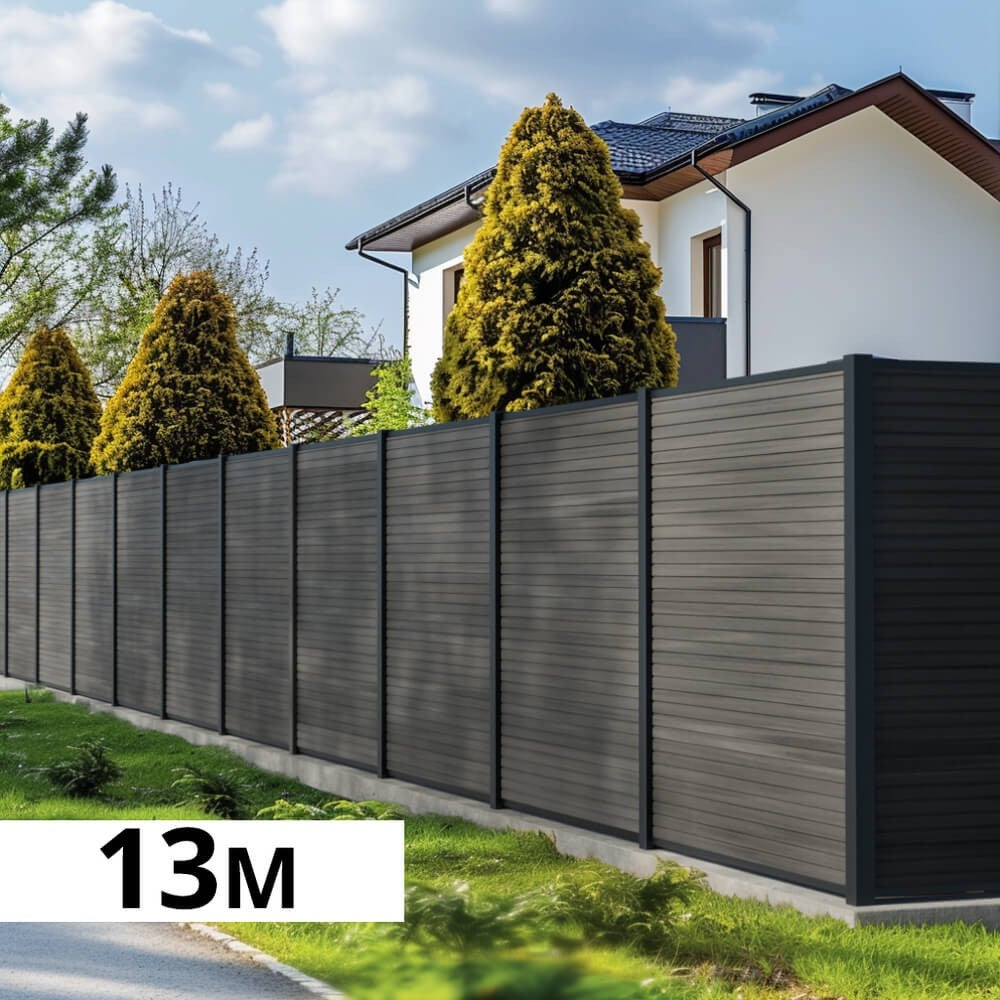 Kit Cloture Composite SANTOS Ardoise 13x1,8m - Bois composite ...