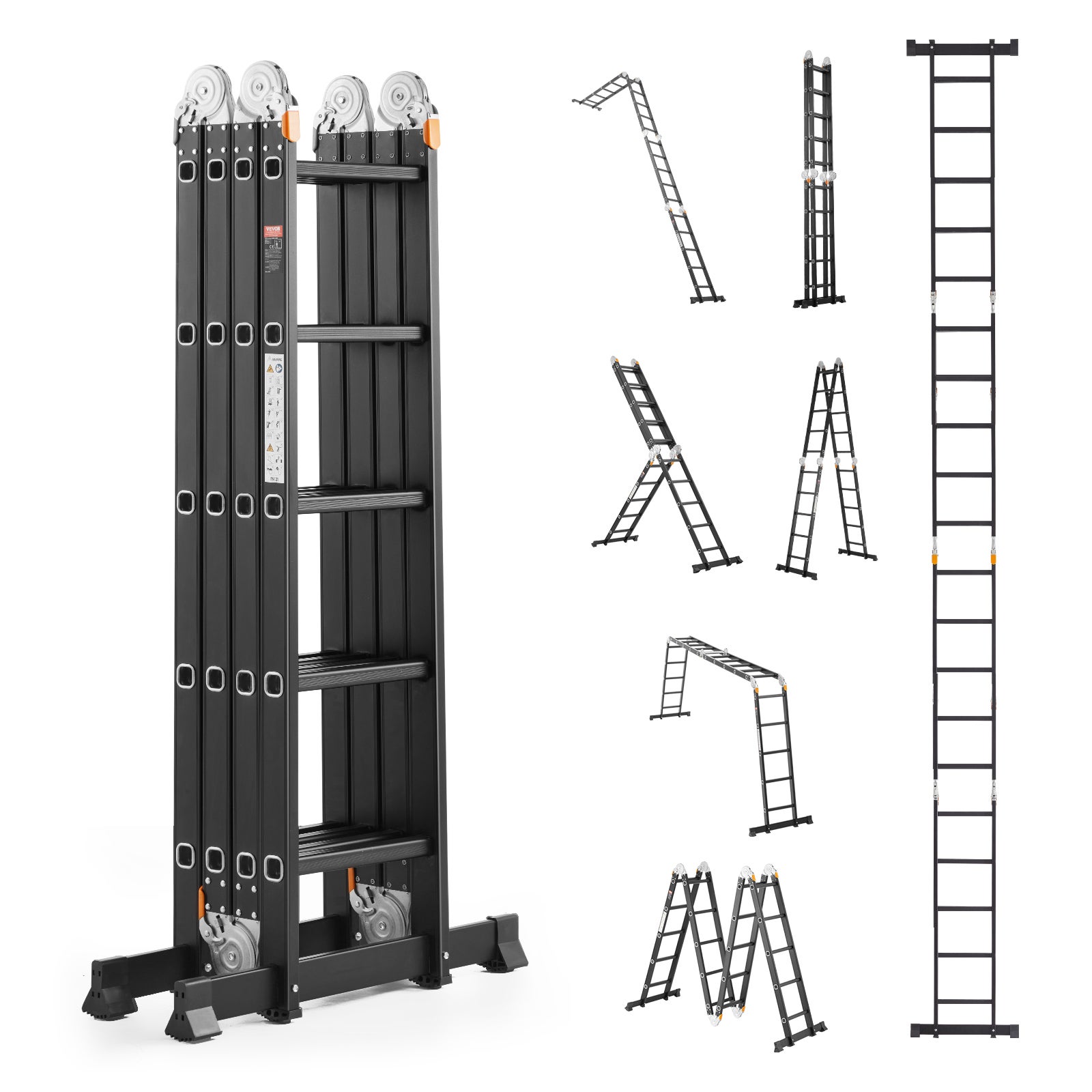 VEVOR Escalera plegable 7 en 1, escalera telescópica ajustable con ...