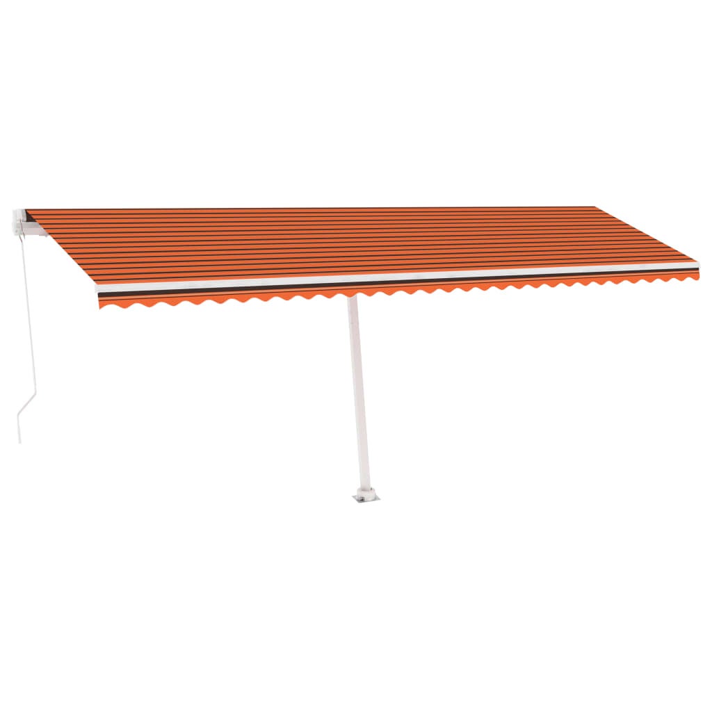 Toldo parasol | Toldo manual retráctil con luz LED naranja y marrón ...