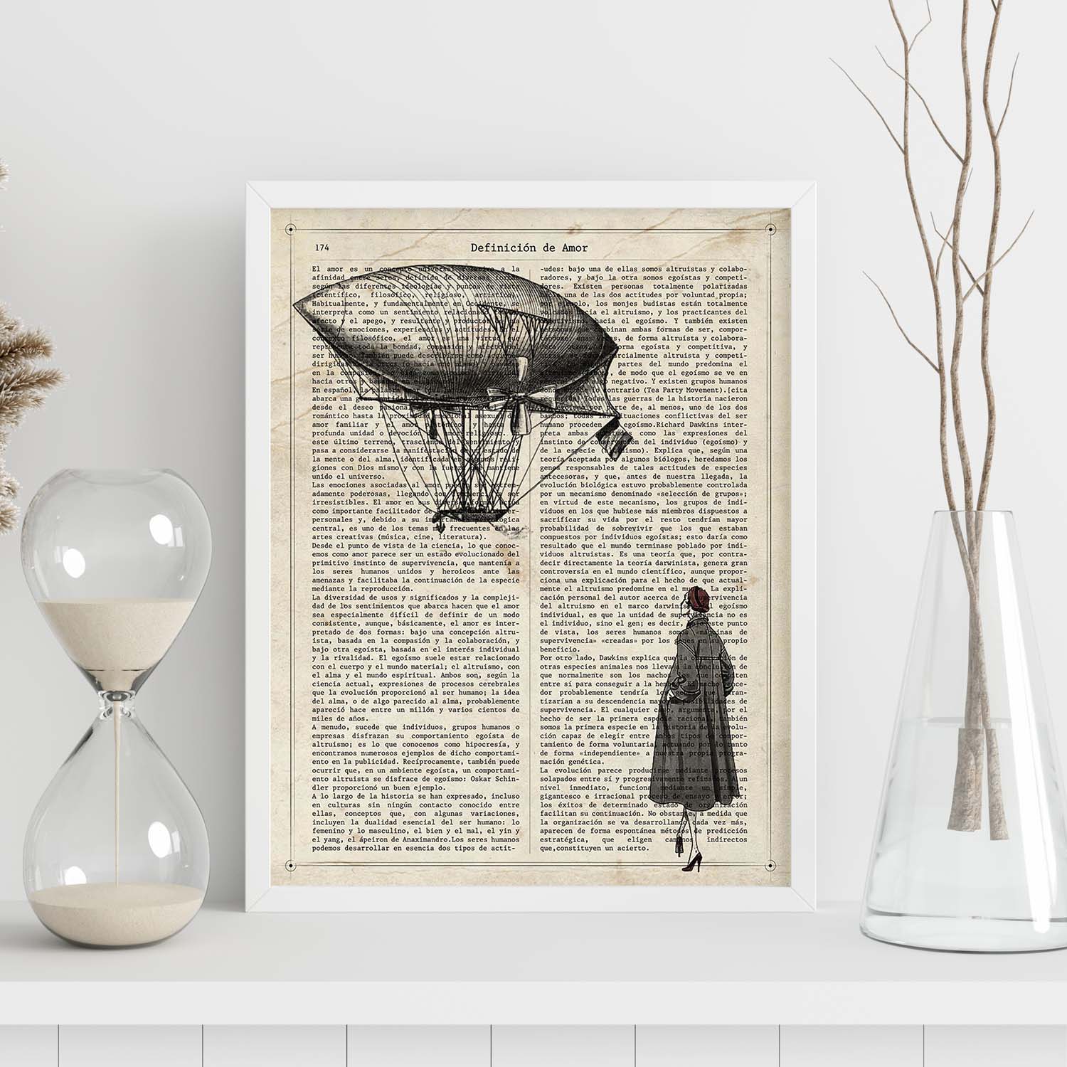 Poster Femminile Che Guarda Globe. Palloncini Aerostatici. Design Con ...