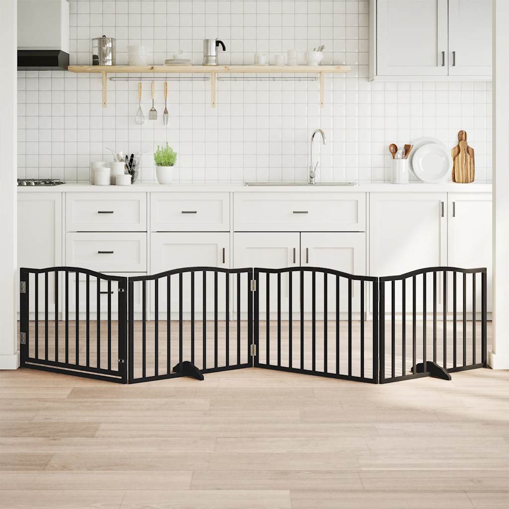 Puerta para perros con puerta plegable de 4 paneles, color negro, 320 ...