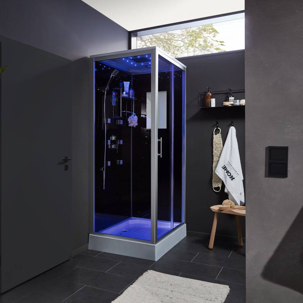 HOME DELUXE - Douche complète WAVE L - Noir, dimensions : 100 x 80 cm ...