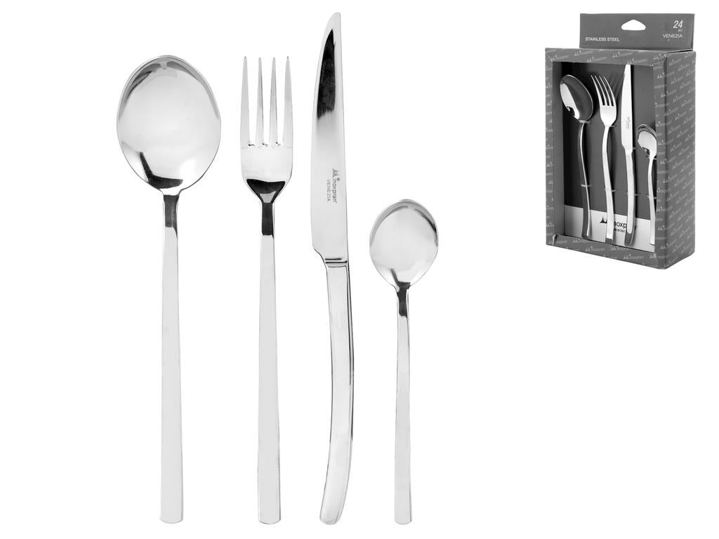 Servizio Posate 24 Pezzi Inox Venezia Grigio Inoxpran | Leroy Merlin