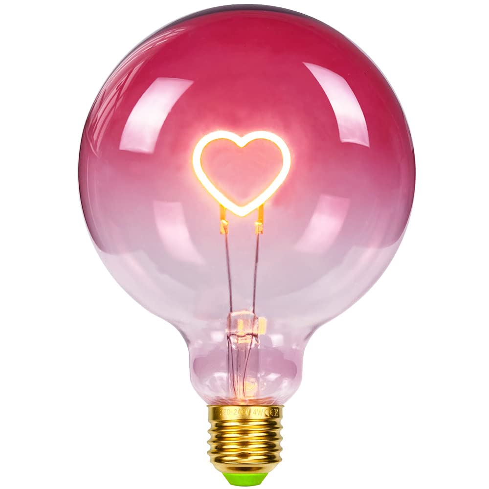 Bombilla LED G125 Rosa Corazón Filamento 2W Dimmable Decorativa E27 220 ...