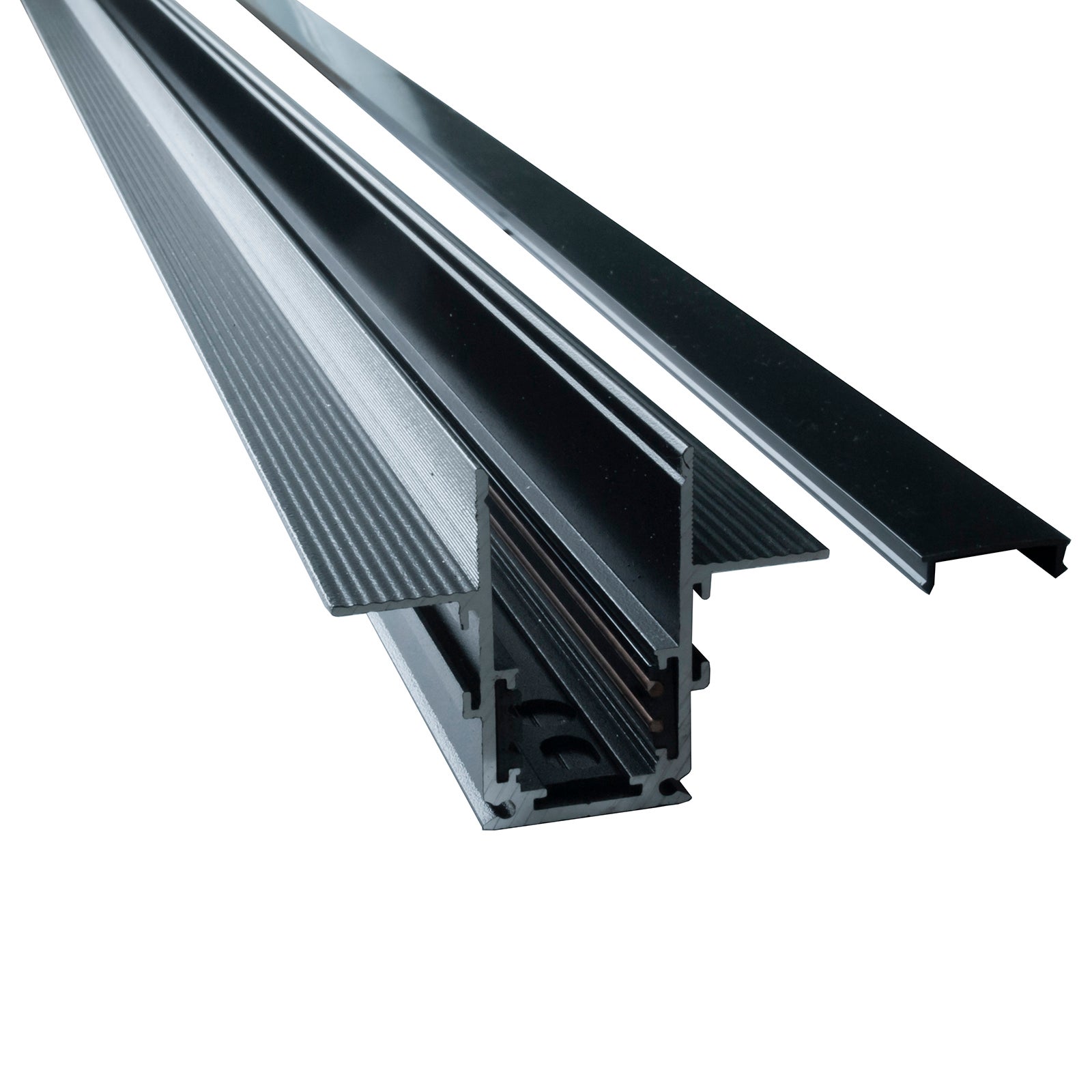 Rail encastré magnétique noir de 1mt 48V pour projecteurs LED sur rail ...