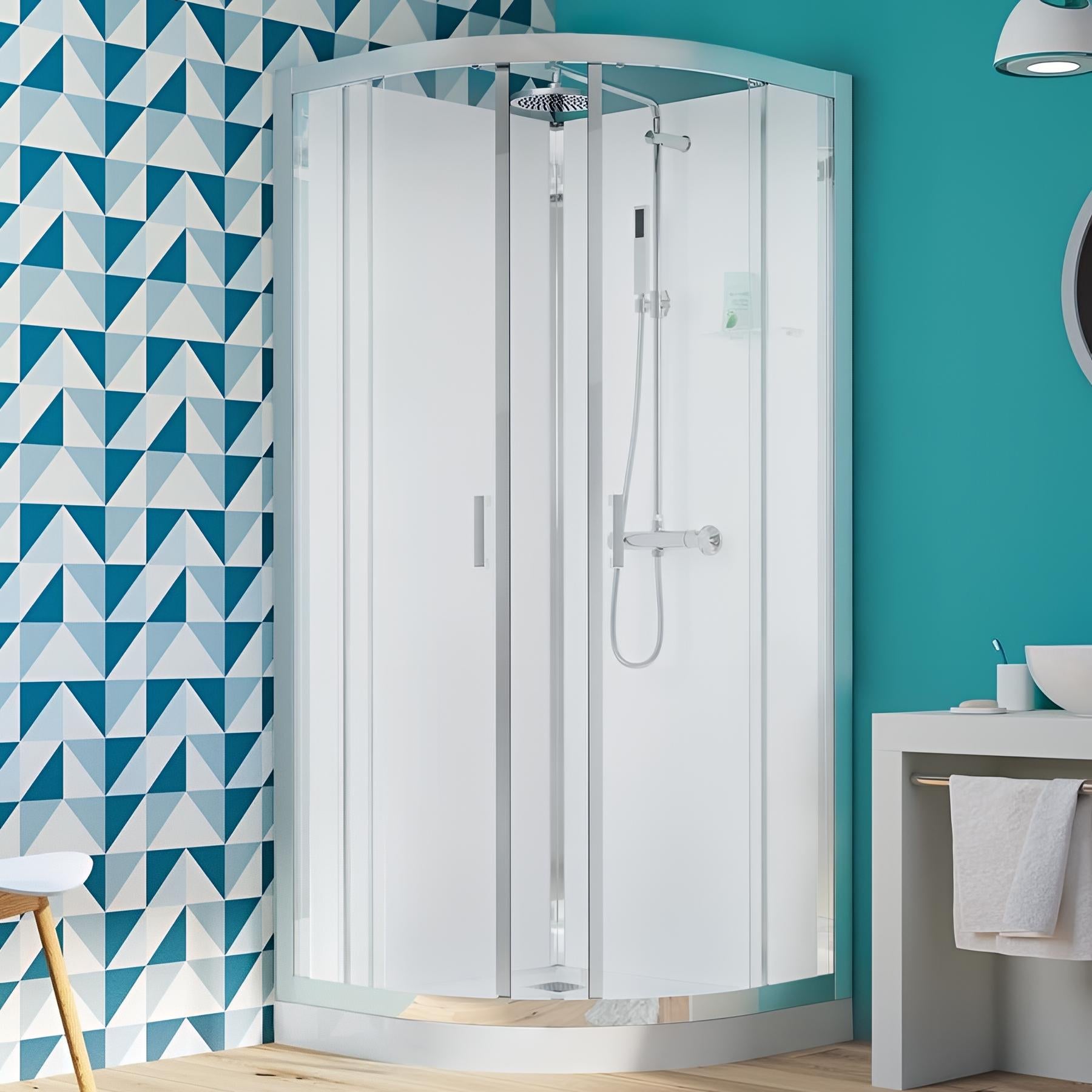 Cabine de douche d'angle KINEDO EDEN 1/4 de rond 80 hauteur du receveur ...