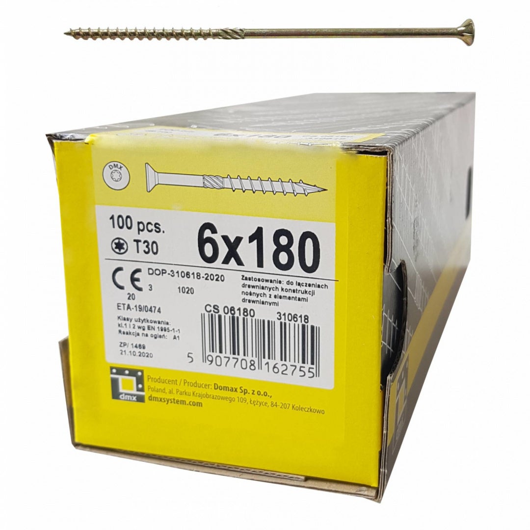 BOITE DE 100 VIS À TÊTE FRAISÉE 6 x 180, EMPREINTE TORX | Leroy Merlin