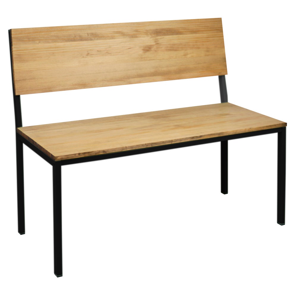 Banco iCub con respaldo 50x100x86cm Negro en madera maciza de pino ...