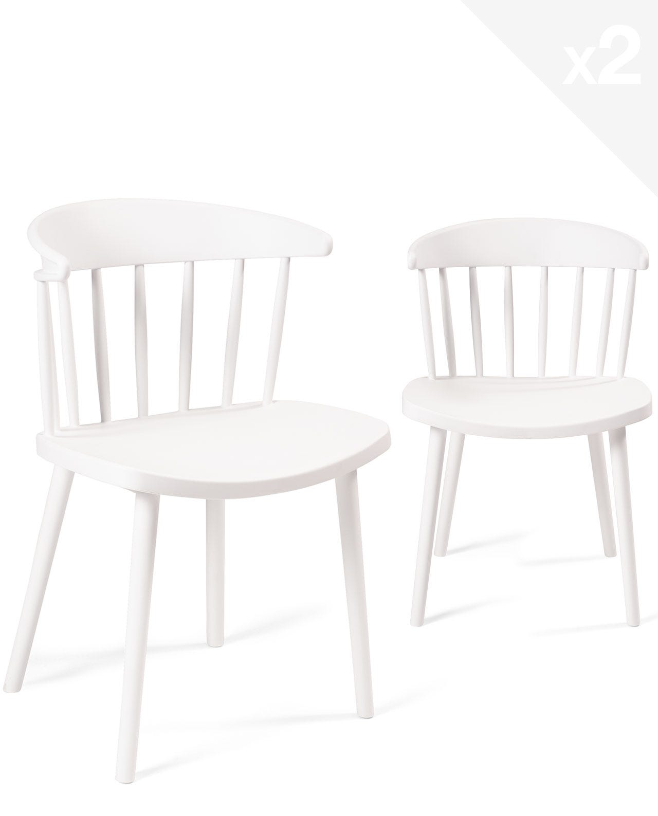 Lote De 2 Sillas De Cocina Blancas Con Respaldo De Estilo Windsor Occidental Asiento De