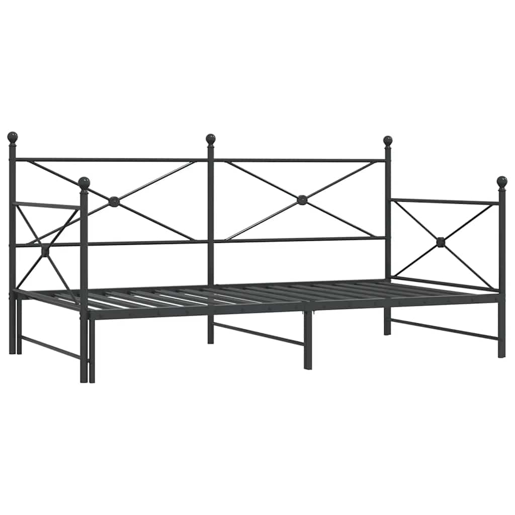 Lit de repos avec lit gigogne sans matelas noir 100x190 cm acier ...