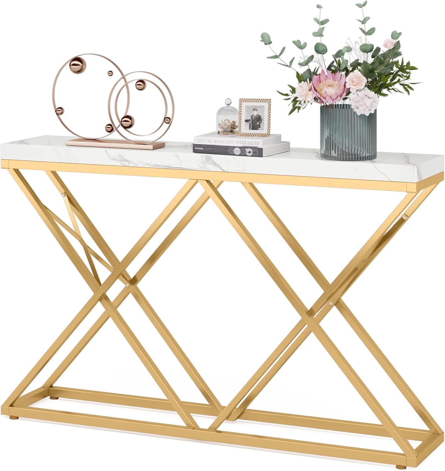 Tribesigns Table Console dorée de 140 cm, Table d'entrée Moderne avec ... Tribesigns Table Console dorée de 140 cm, Table d'entrée Moderne avec ...