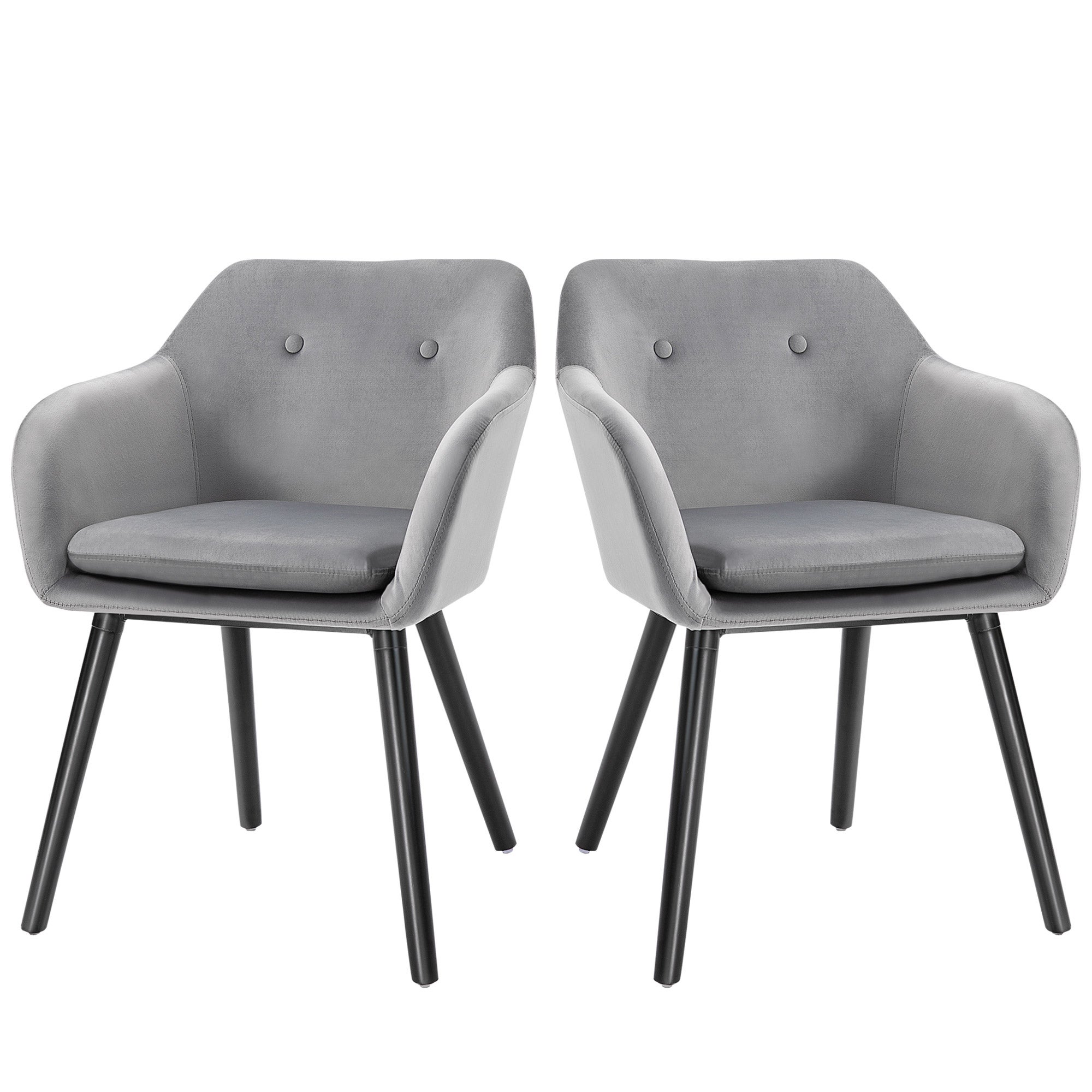 HOMCOM Set di 2 Sedie per Sala da Pranzo con Braccioli Imbottite e in Velluto, 54x56x74cm ...