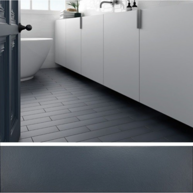 Carrelage sol / mur pose baton rompu chevron uni bleu pétrole mate ...