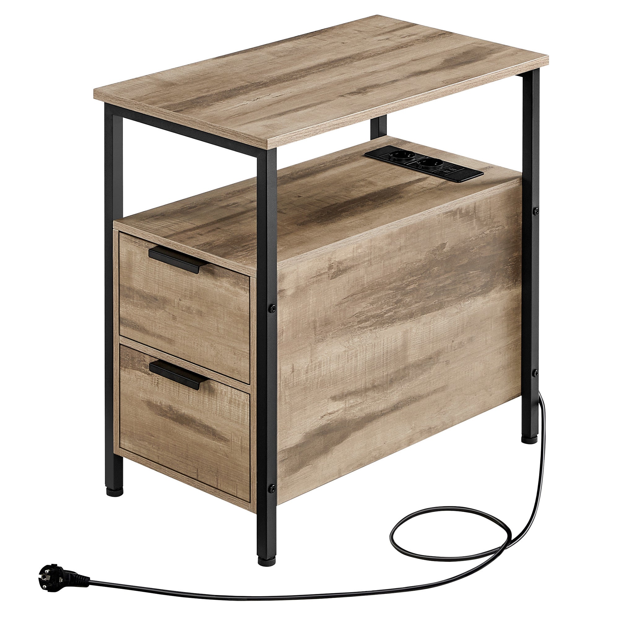 Table d'Appoint avec Multiprise, Petite Table Fine avec 2 Tiroirs ...