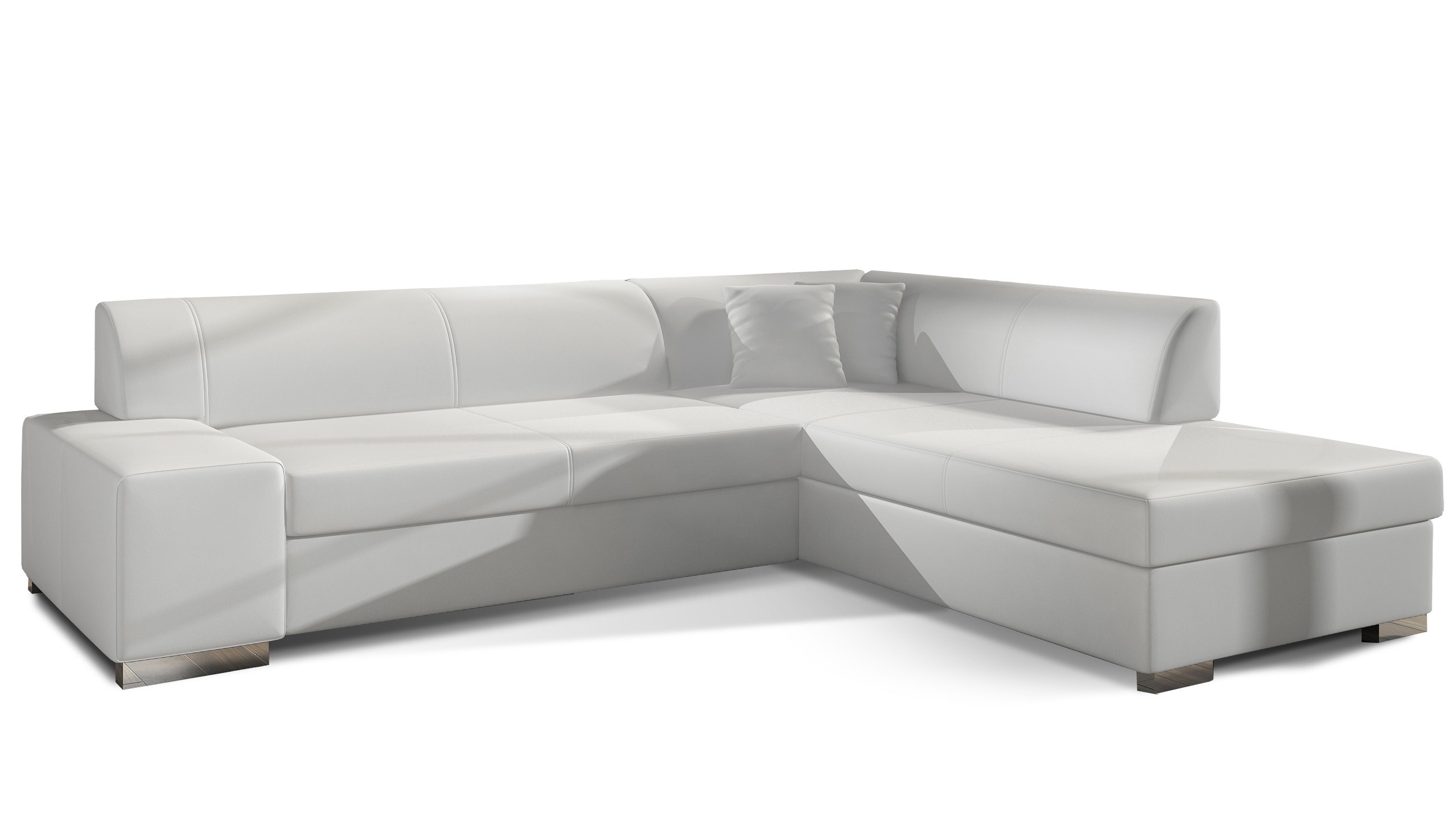Canapé convertible moderne angle droit simili cuir blanc Plazo 278cm | Leroy Merlin