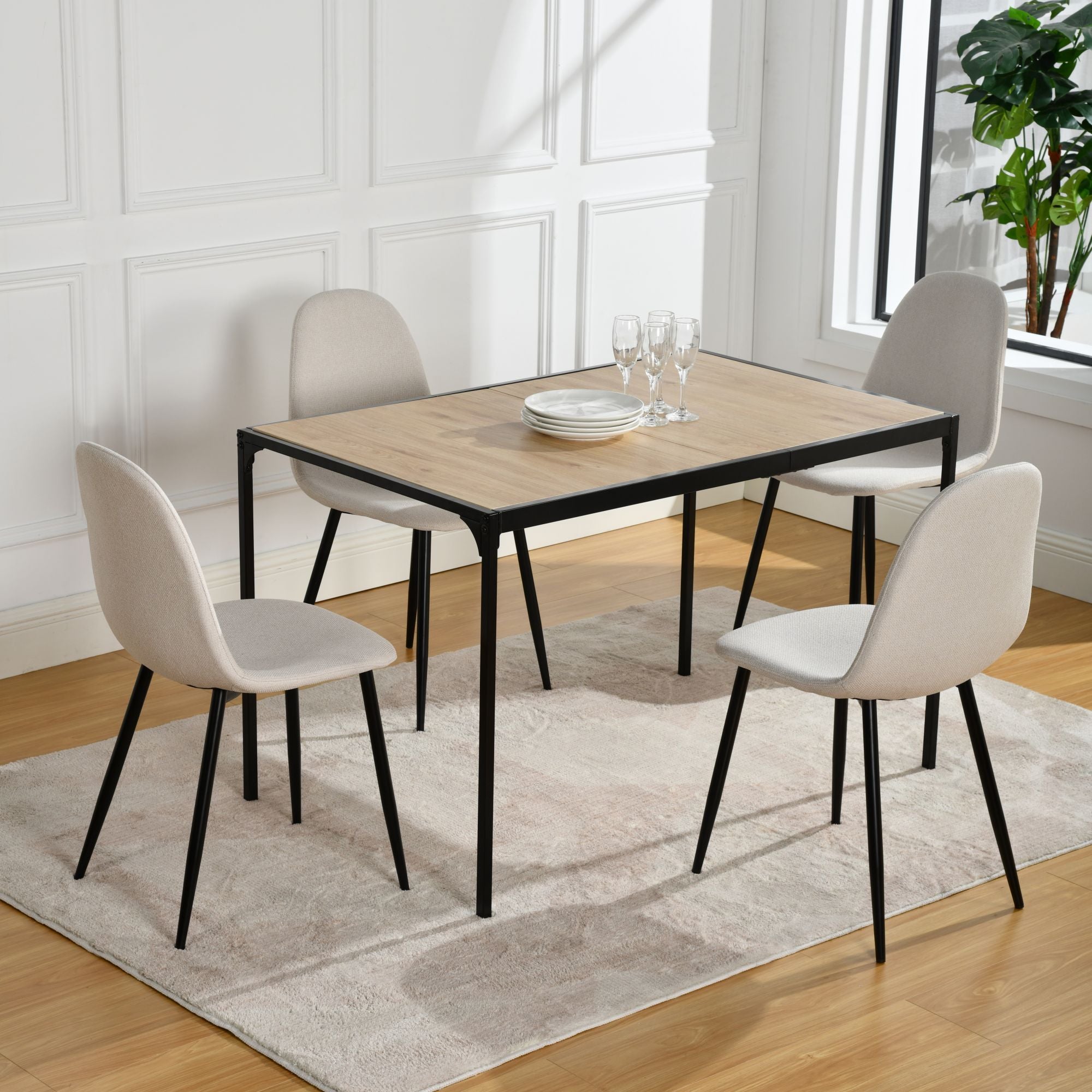 URBAN MEUBLE Table de salle à manger rectangulaire effet chêne de style ...