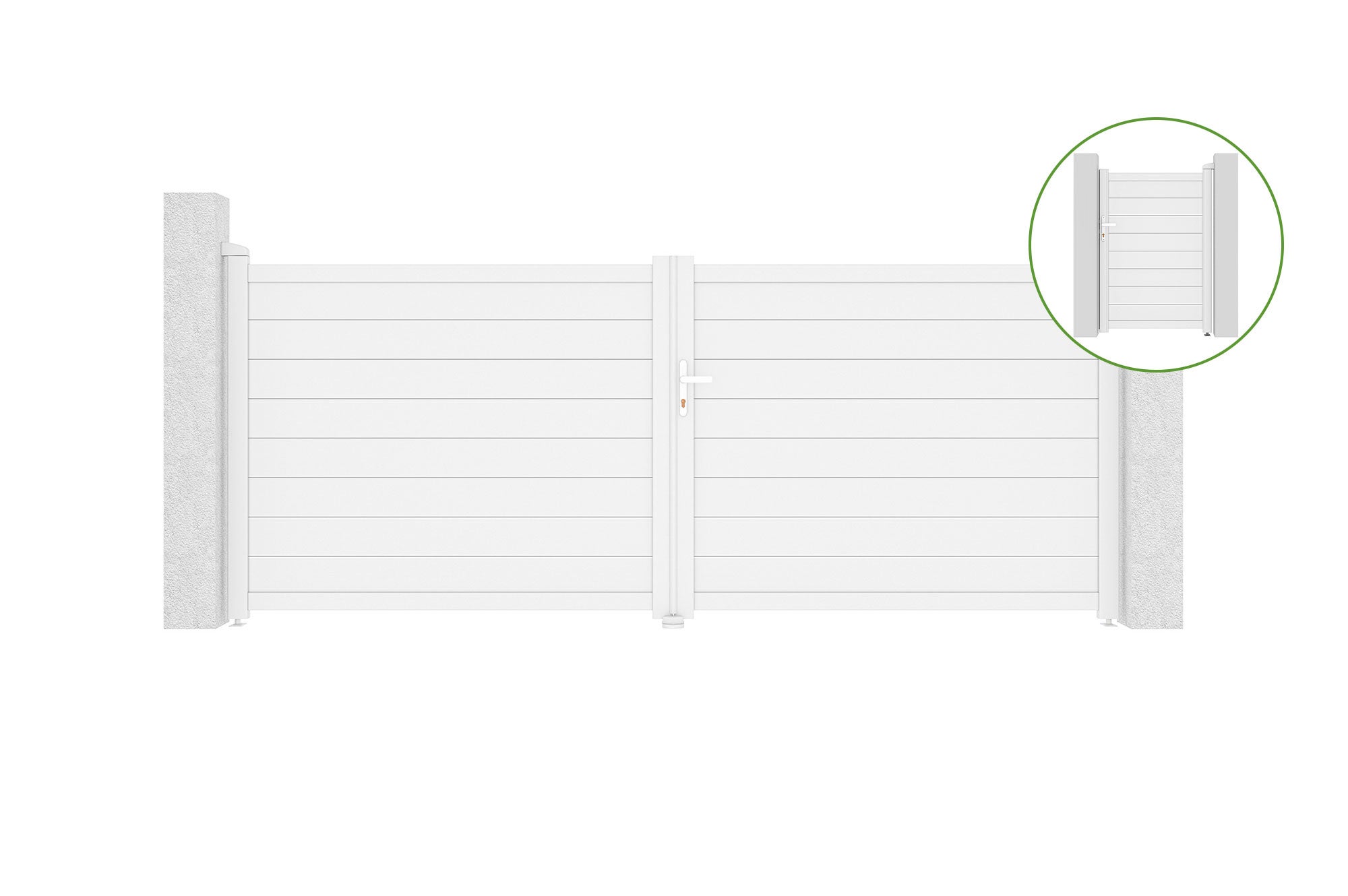 Portón abatible 3,5m EIGER H.140cm aluminio blanco + cancela EIGER H140 ...