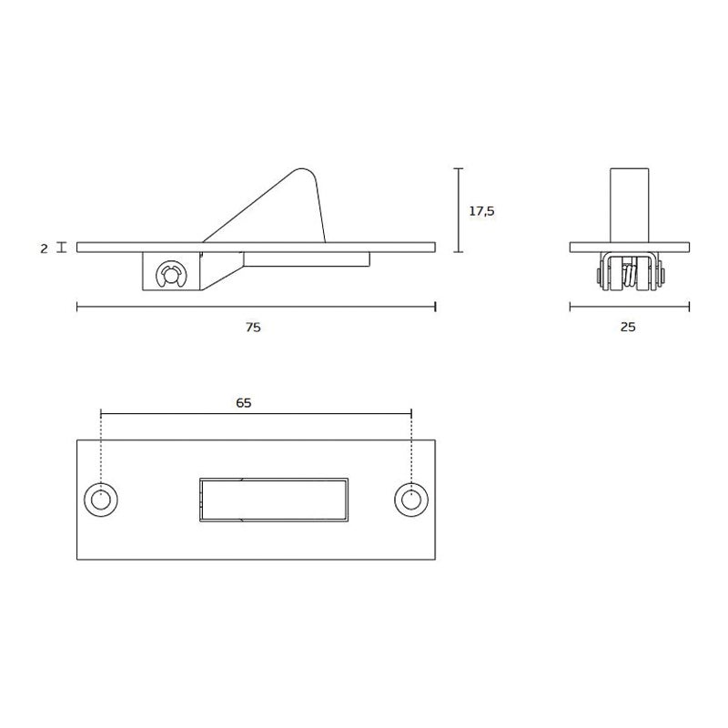 Butoir de porte escamotable - Entraxe : 65 mm - Longueur : 75 mm ...