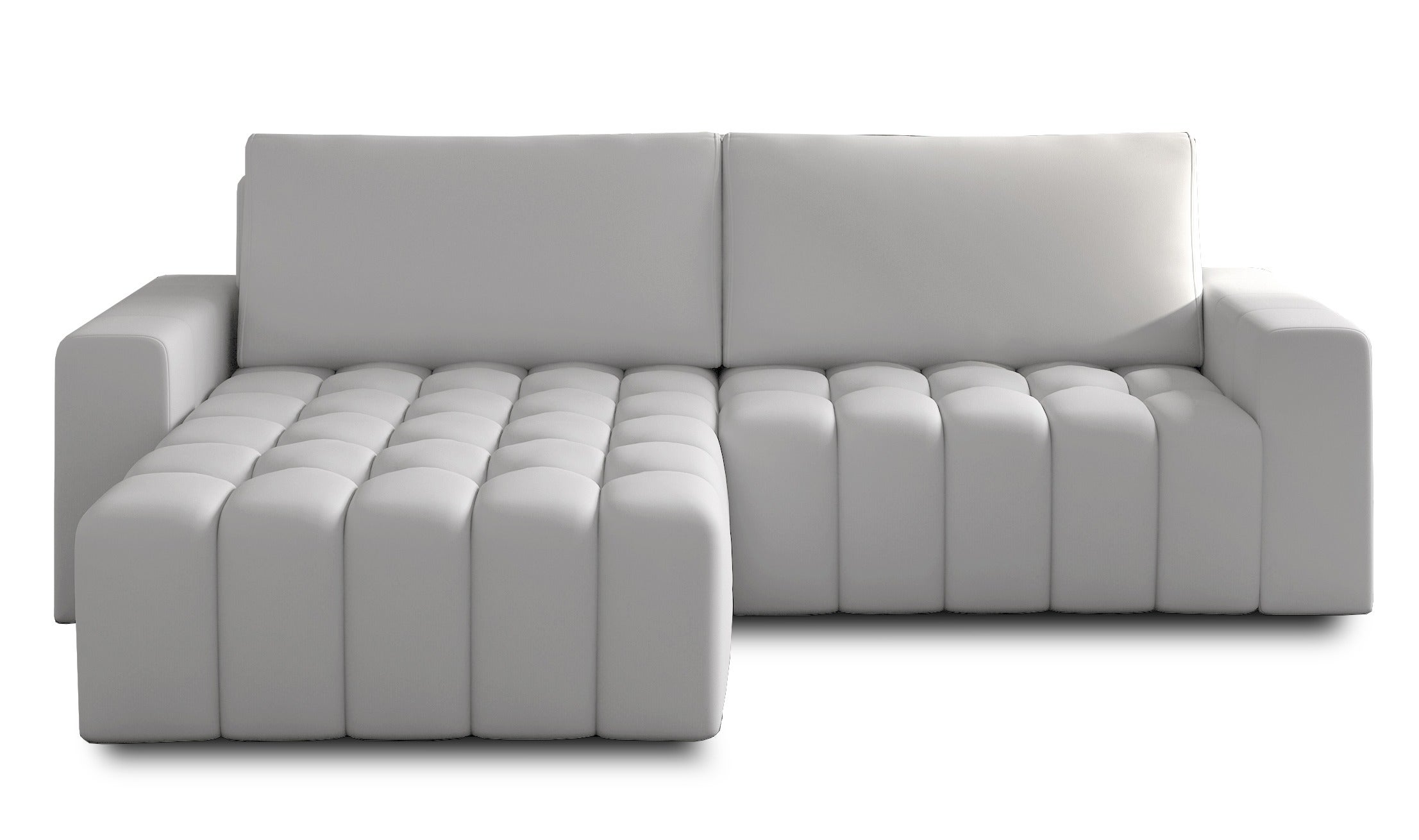 Canapé convertible design simili cuir matelassé blanc angle gauche ...