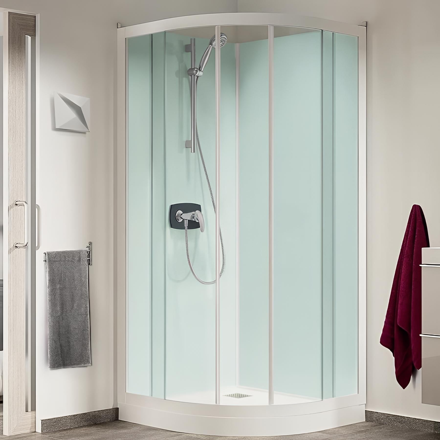 Cabine de douche KINEDO GLASS 80x80 1/4 de rond hauteur du receveur de ...