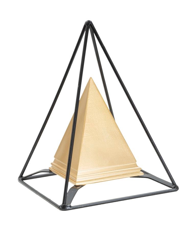Pirámide de metal dorado con estructura negra 15x15x21 cm | Leroy Merlin