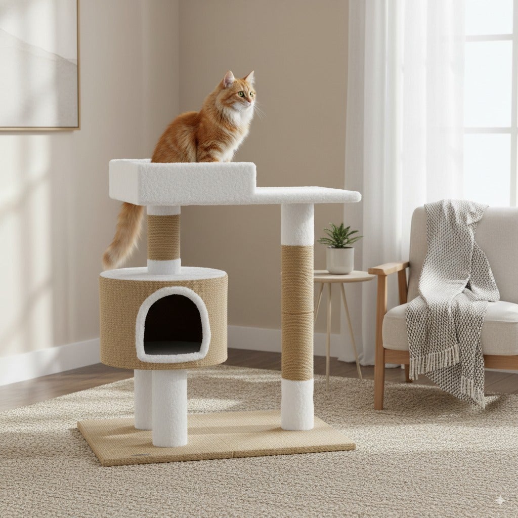 URBAN MEUBLE Árbol para gatos 79 cm con cueva plataforma y rascador de ...