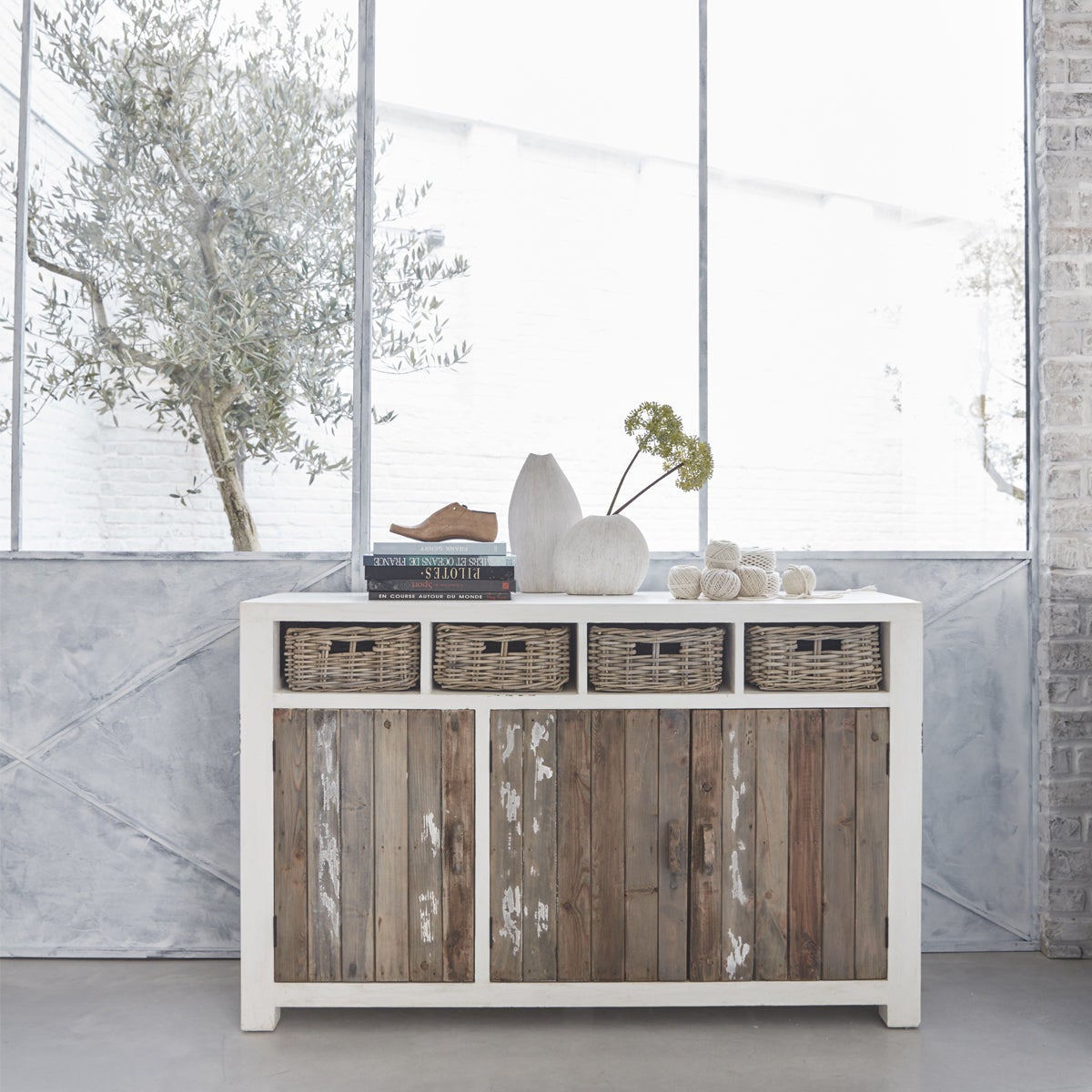 Buffet en pin recyclé massif 150 cm | Leroy Merlin