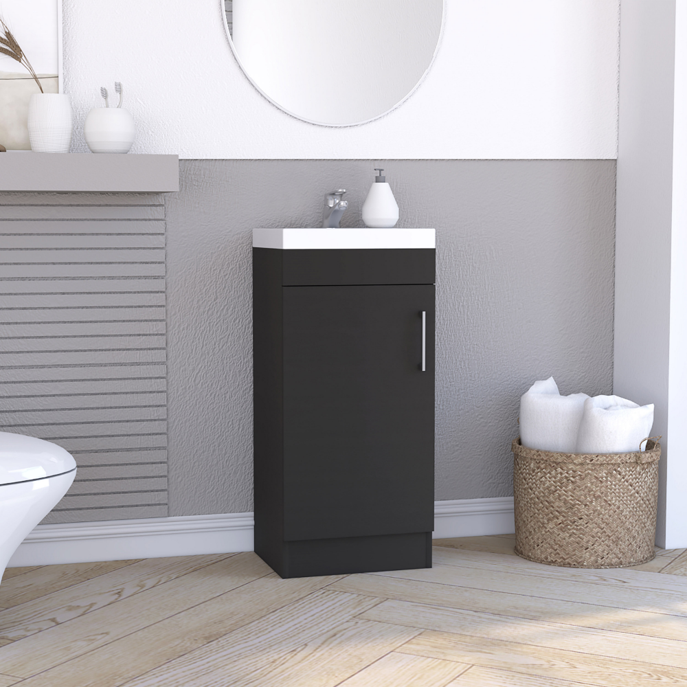 Mueble de Baño con Lavabo Madrid, con armario de almacenamiento , 88 cm X 40 cm X 33 cm , Negro ...