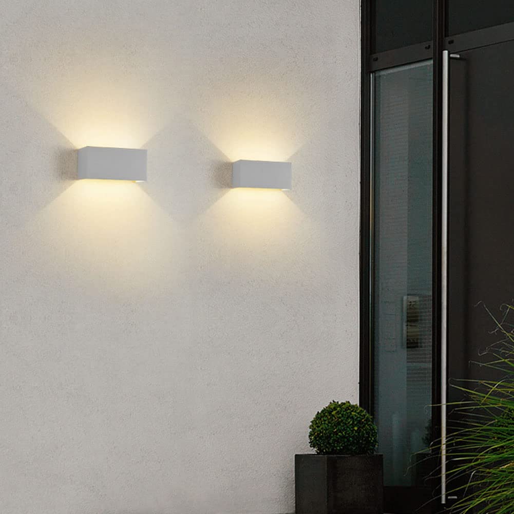 Dos apliques de pared LED impermeables blancos, ángulo ajustable, luz ...