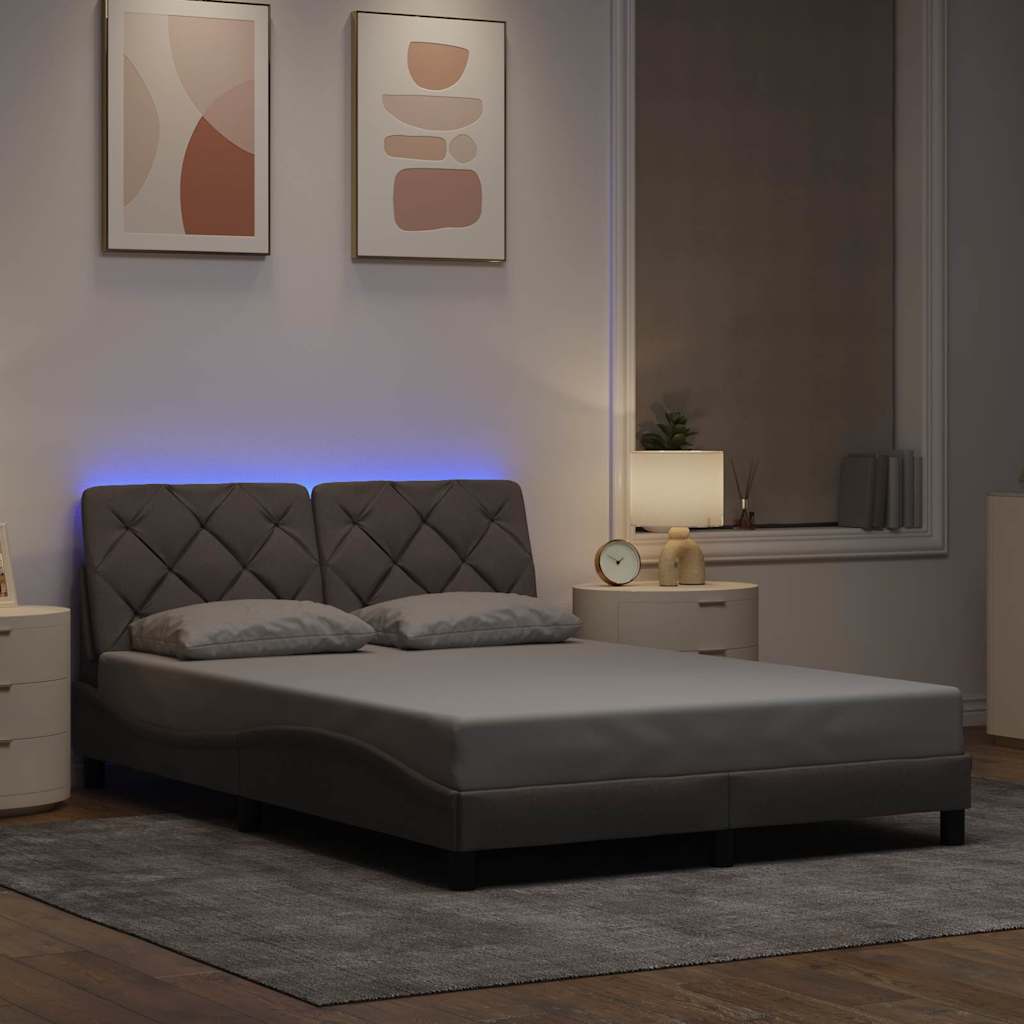 VidaXL Estructura cama con LED sin colchón tela gris taupe 120x200 cm ...
