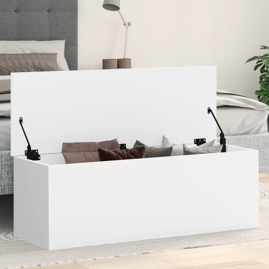 Caja de almacenamiento blanca 102x35x35 cm de madera contrachapada ...