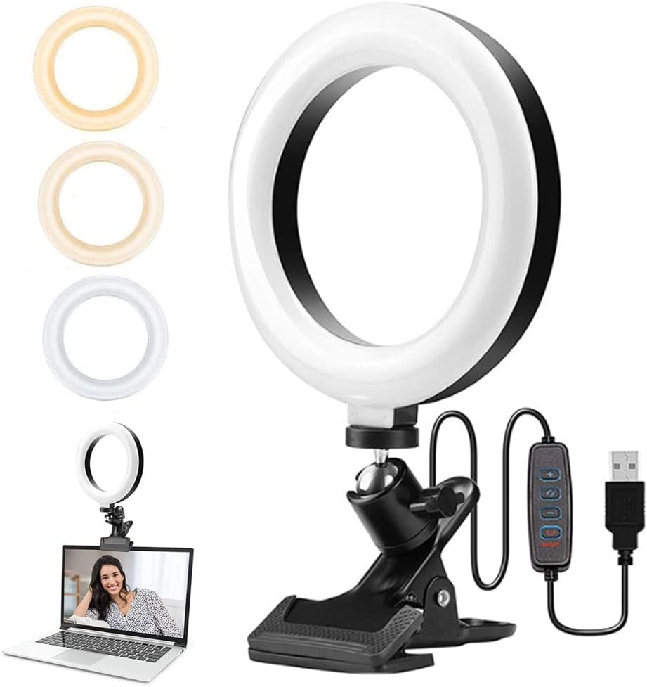 Lumière Vidéo Conférence, 4.5pouces Anneau Lumineux avec Clip, Portable ...