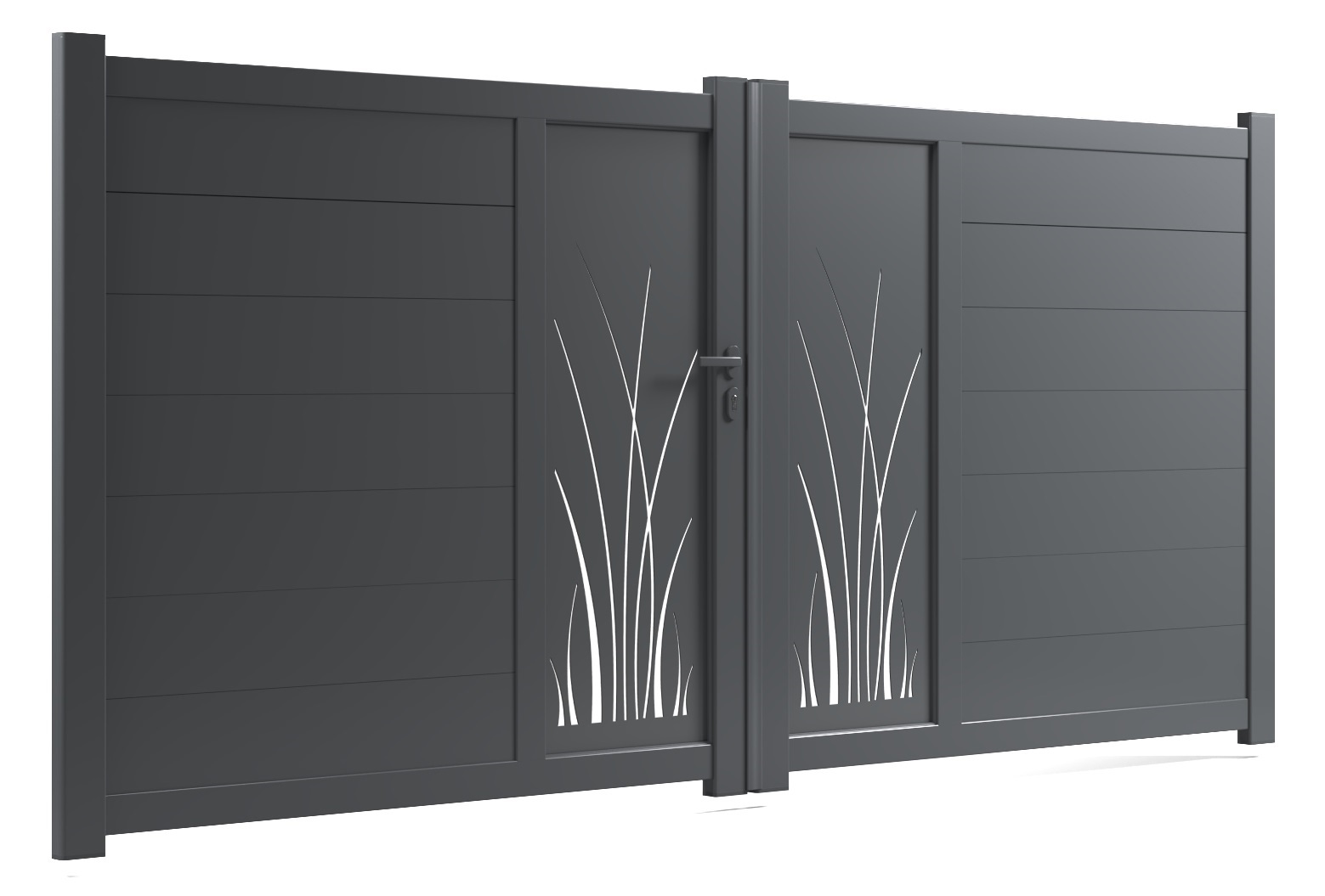 Portail aluminium 2 vantaux MONZA Gris 7016 Haut 180 x Larg 350 cm ...