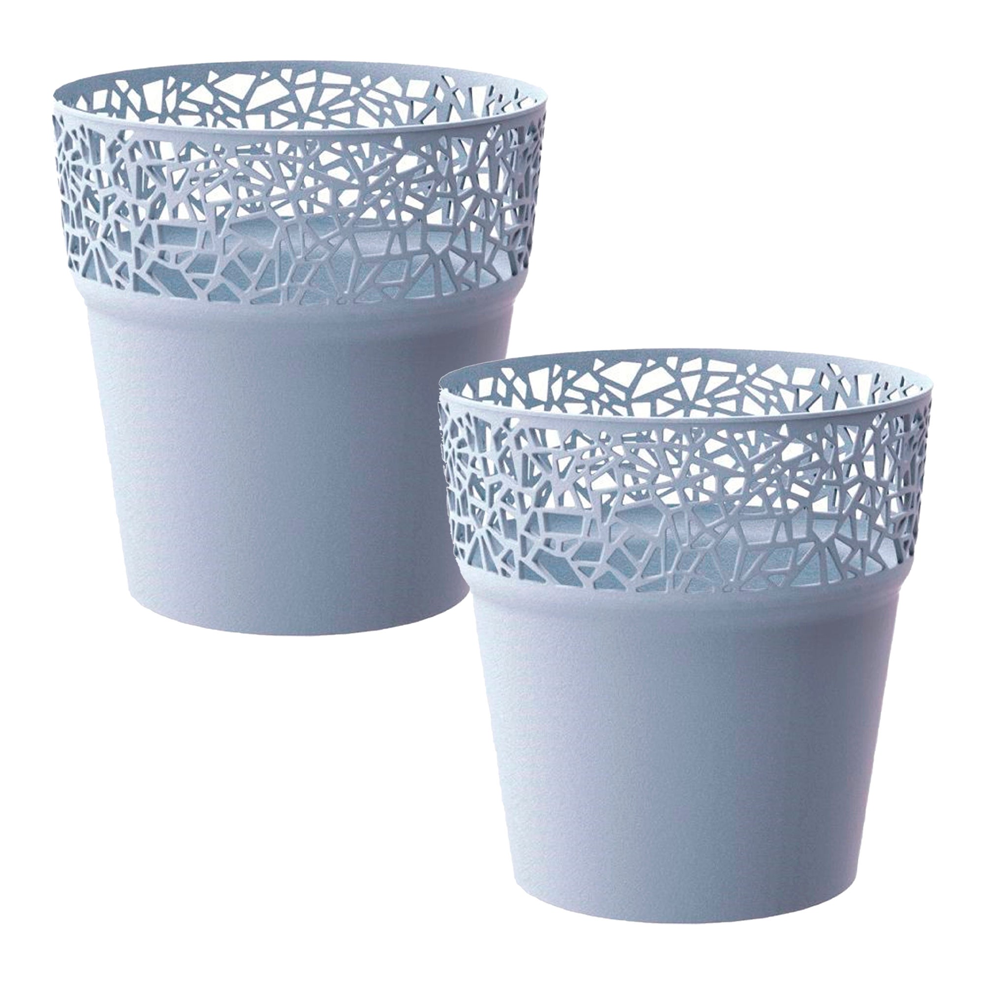 Tree de fleurs de fleurs 2x en plastique en glace gris 17,5 (long) x 17 ...