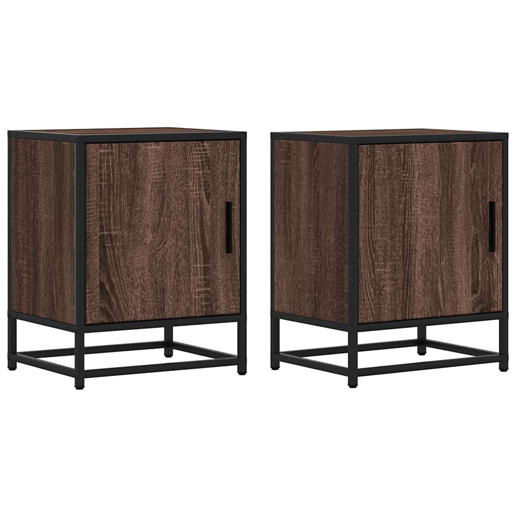 Tables de chevet 2 pcs contrecollé en bois de chêne marron 40x31x50 cm ...