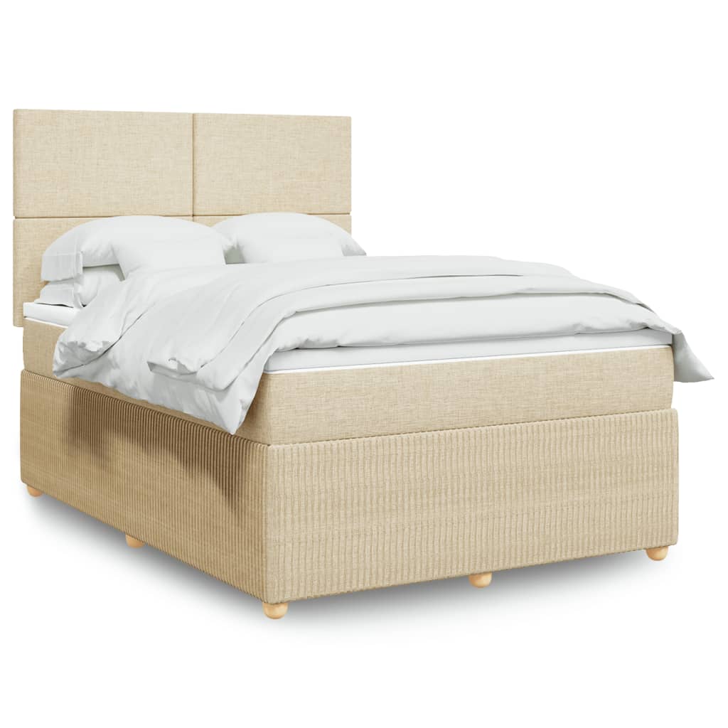Sommier à lattes de lit avec matelas Crème 140x190 cm Tissu | Leroy Merlin