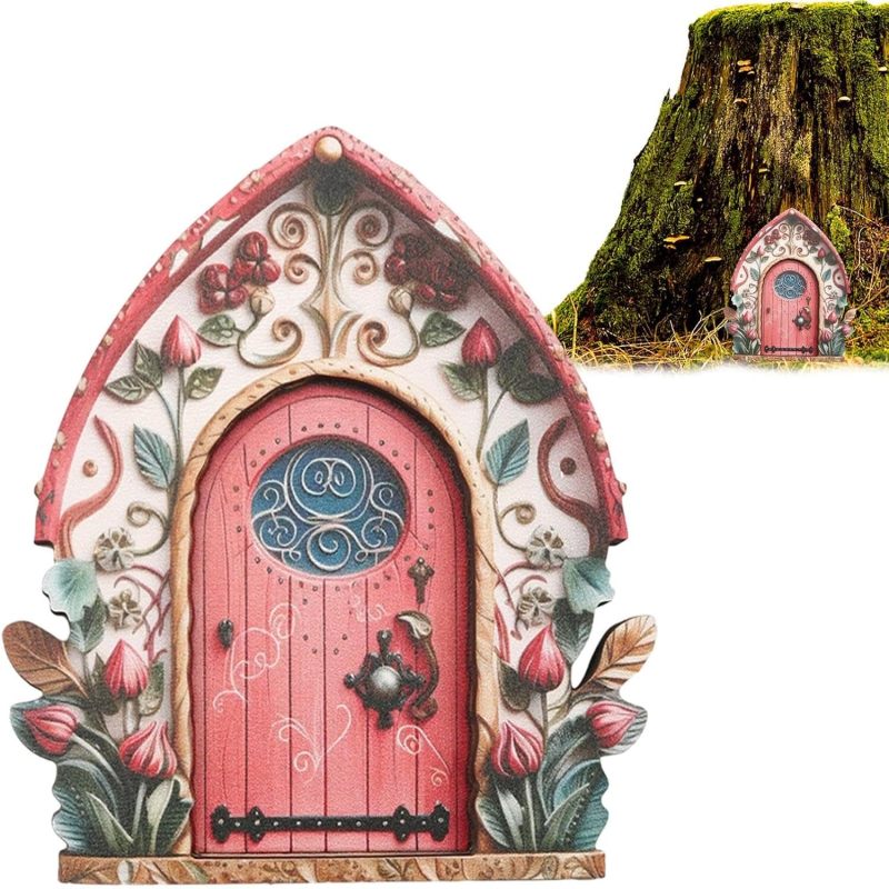 Porte féerique murale en bois, ornement miniature pour jardin, arbre ...