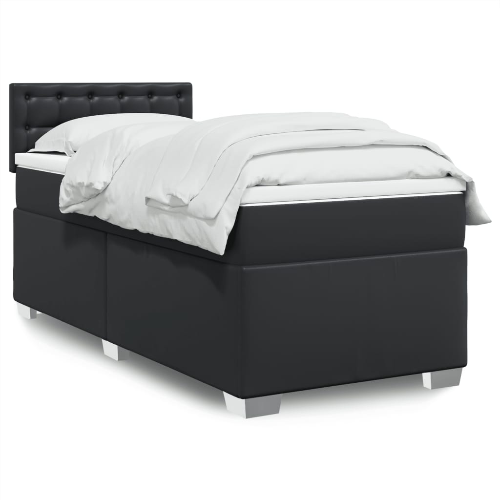 Sommier à lattes de lit avec matelas Noir 90x200 cm Similicuir | Leroy ...