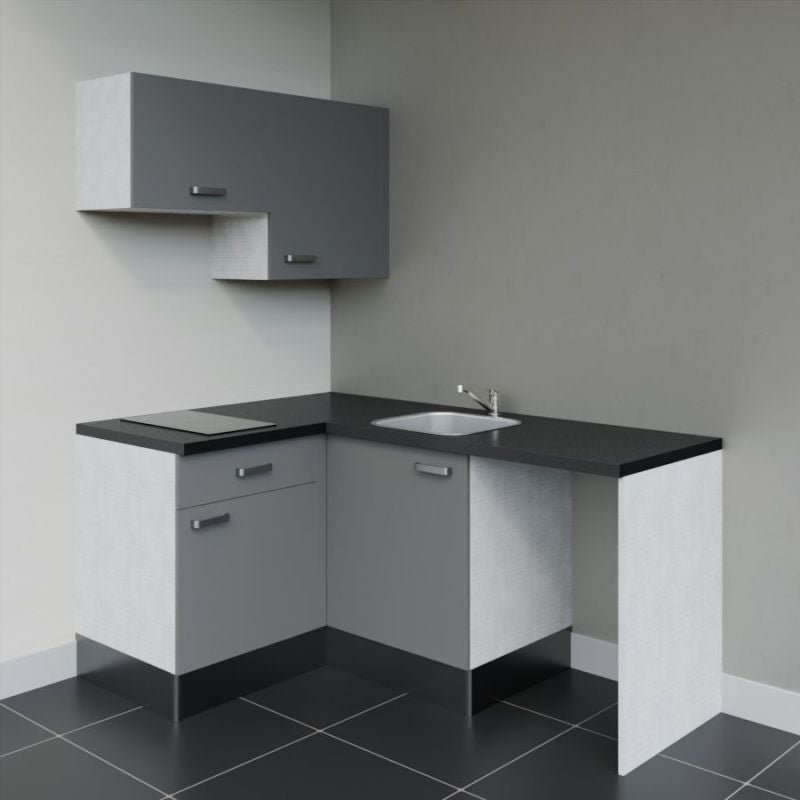 Kitchenette d'angle KA02L-PT avec plan de travail et évier - Façade ...