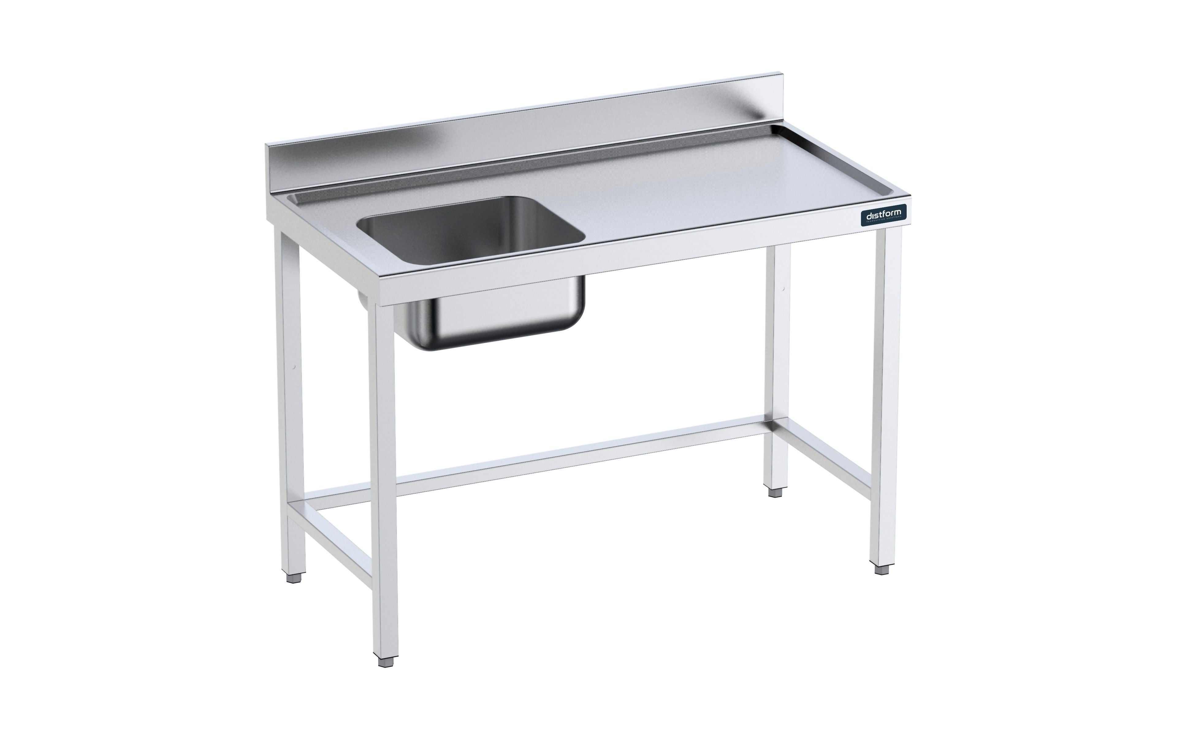 Table de chef Inox avec bac à Gauche, bord anti-ruissellement et ...
