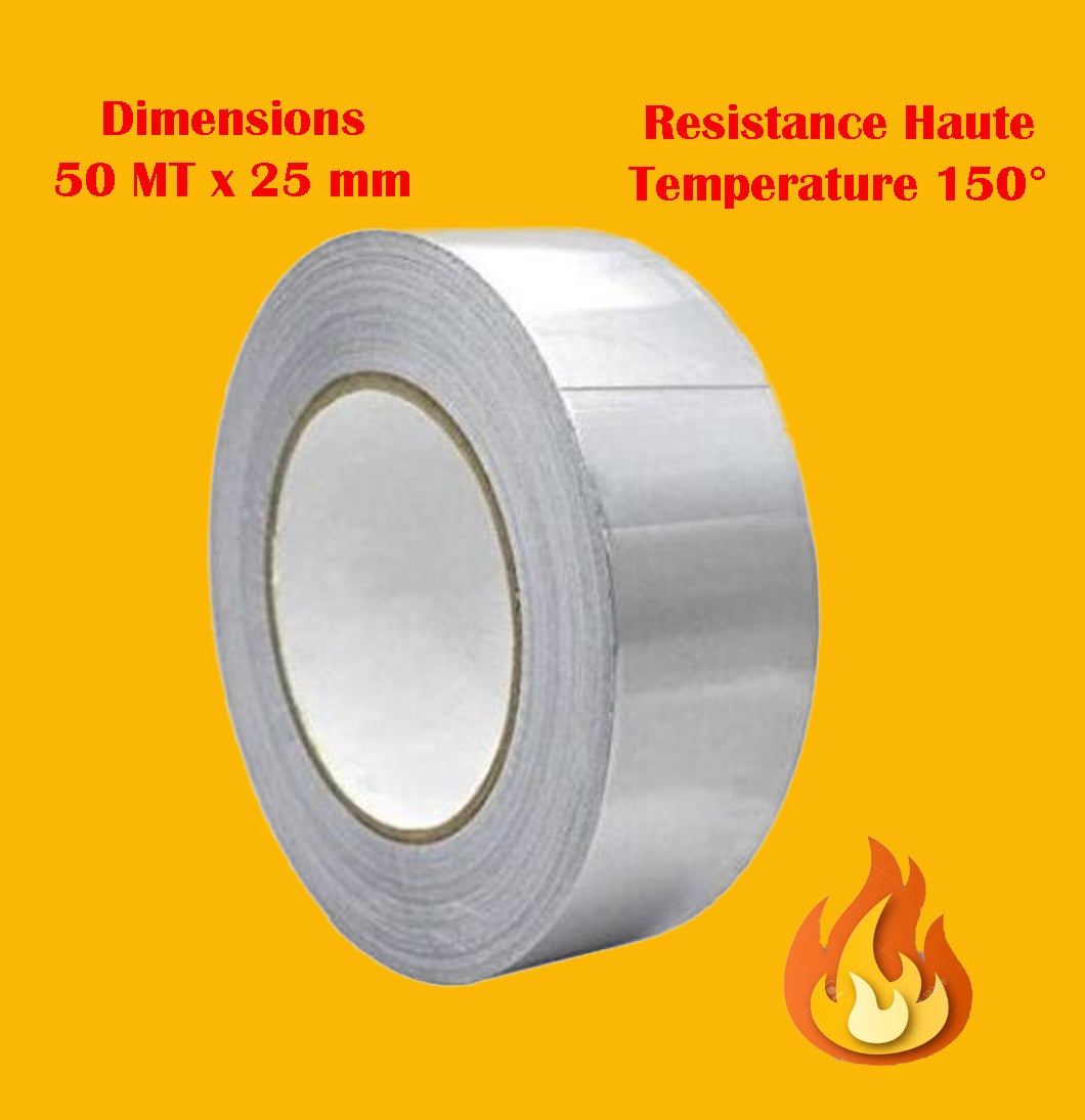 Ruban adhésif aluminium 50 MT x 25 mm haute température | Leroy Merlin