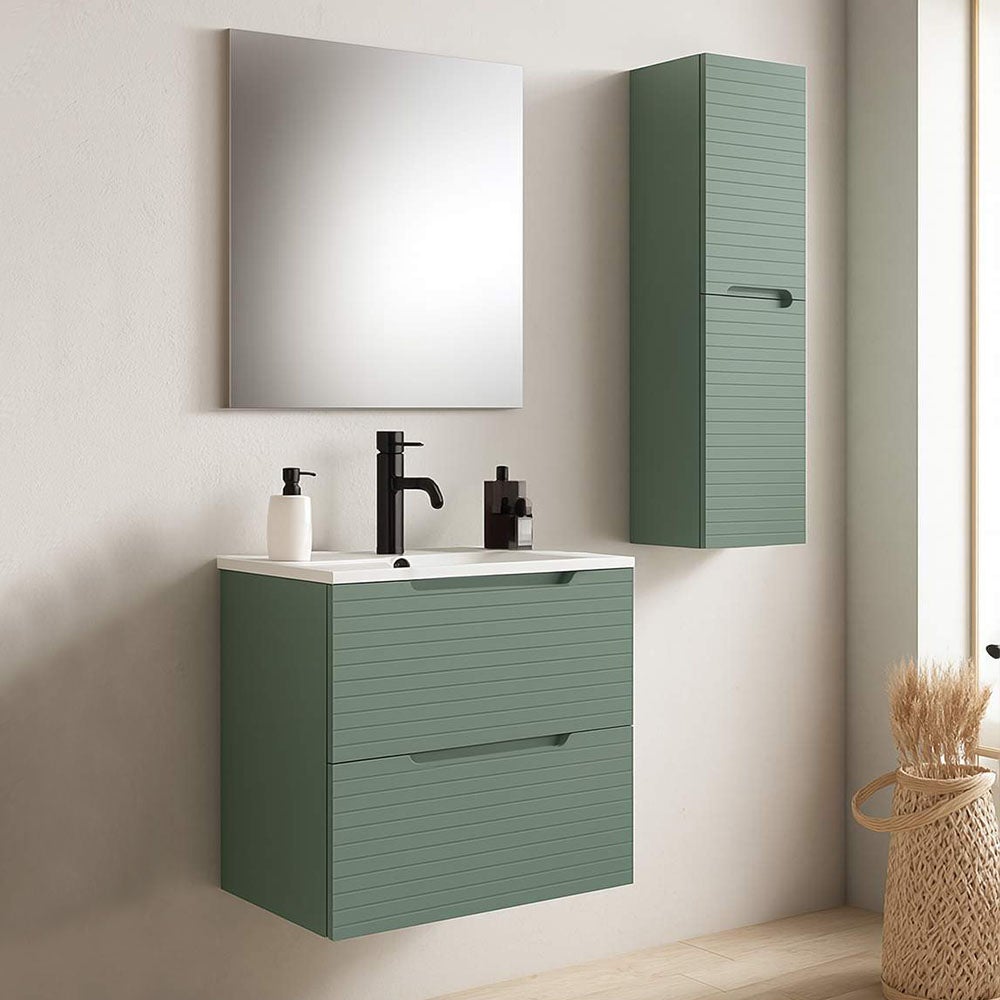 Kibath Mueble de baño con Lavabo, Espejo y Aplique LED, mod. BOREAL ...