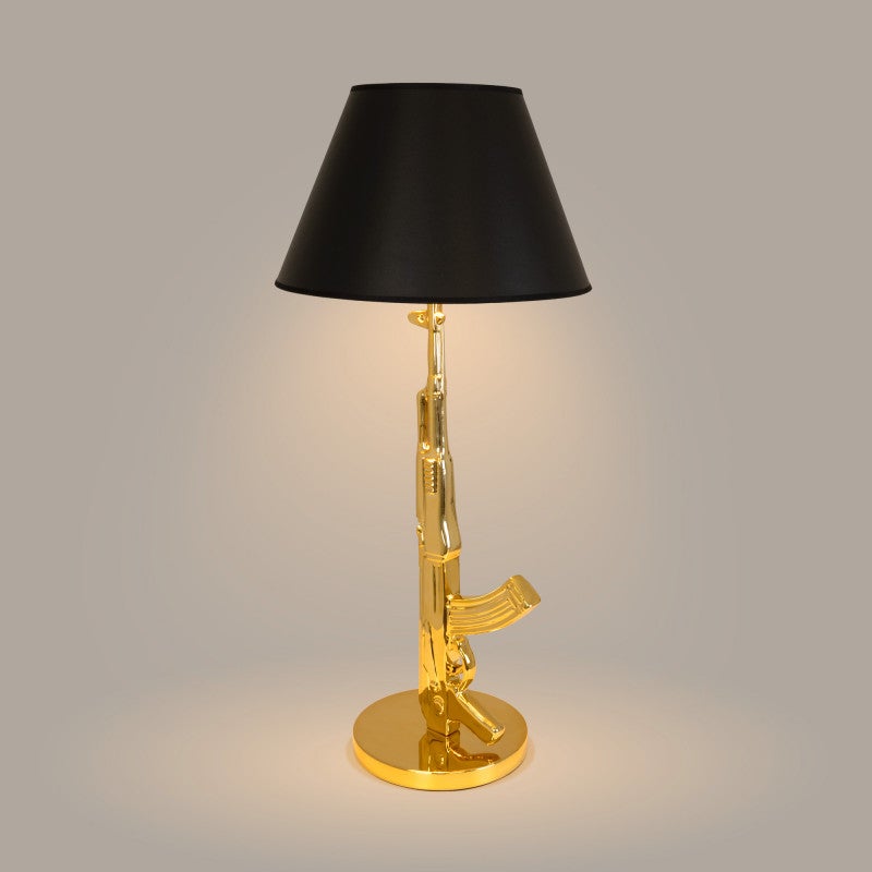 Lampe de table – Lampe de salon style Pistolet – Métal moderne en or et ...